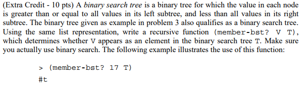 Solved (Extra Credit - 10 pts) A binary search tree is a | Chegg.com