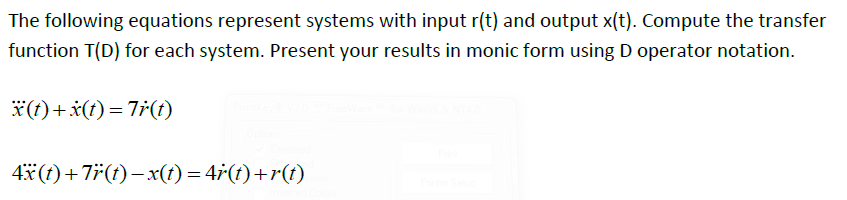 Solved The following equations represent systems with input | Chegg.com
