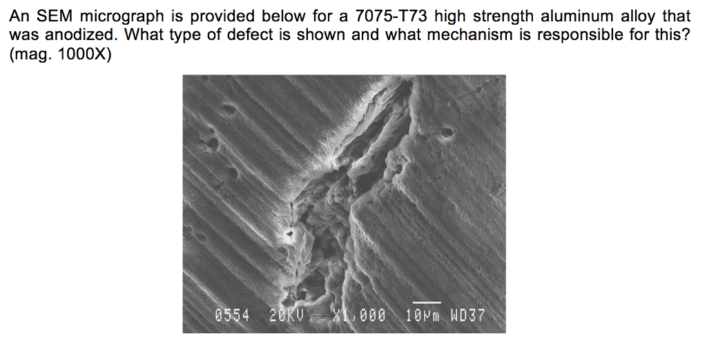 Solved An SEM micrograph is provided below for a 7075-T73 | Chegg.com