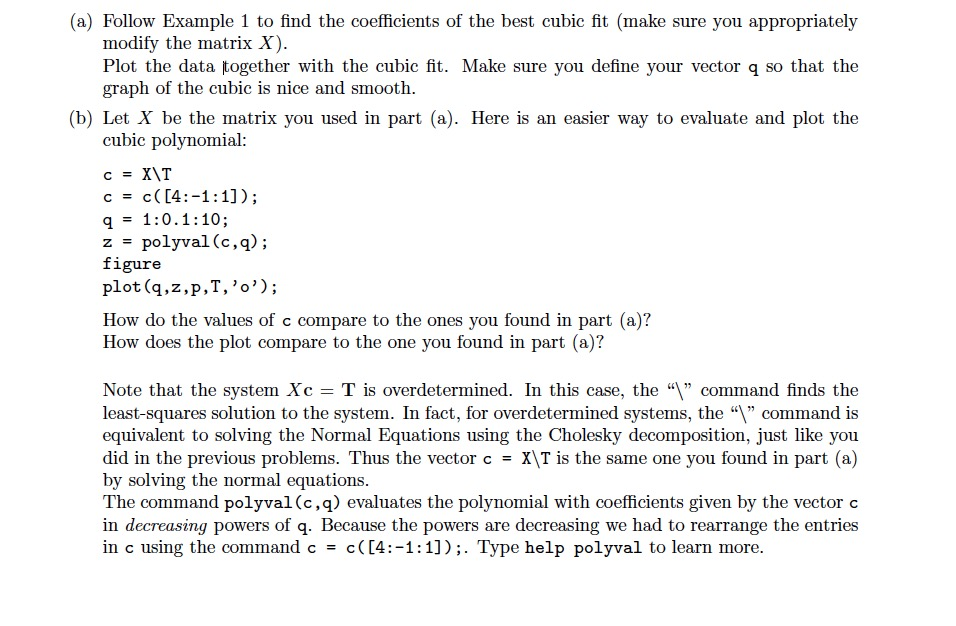 (a) Follow Example 1 to find the coefficients of the | Chegg.com