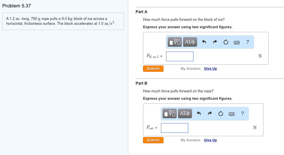 Solved A 1.2 m -long, 750 g rope pulls a 9.0 kg block of ice | Chegg.com