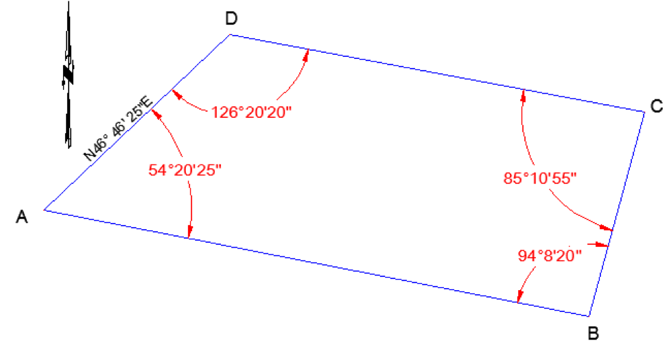 Solved Given the bearing of line AD and the interior angles | Chegg.com