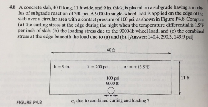 A concrete slab, 40 ft long, 11 ft wide, and 9 in. | Chegg.com