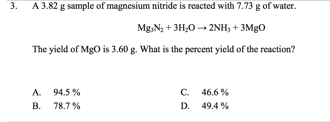 Solved A 3.82 g sample of magnesium nitride is reacted with | Chegg.com
