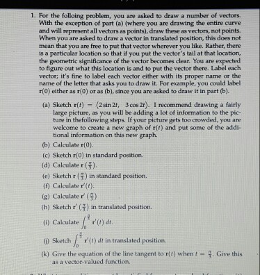 Solved help using calculus rules for vector functions and | Chegg.com
