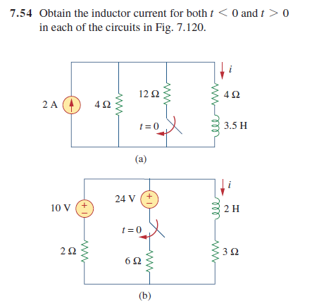 Solved 7.54 Obtain the inductor current for both t