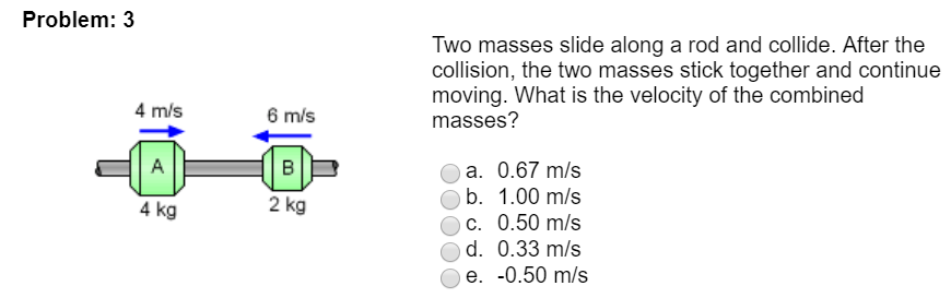 Solved Problem: 3 Two masses slide along a rod and collide. | Chegg.com