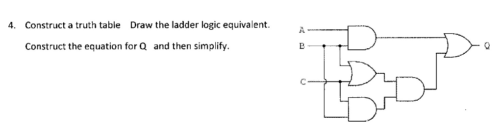 Solved 4. Construct a truth table Draw the ladder logic | Chegg.com