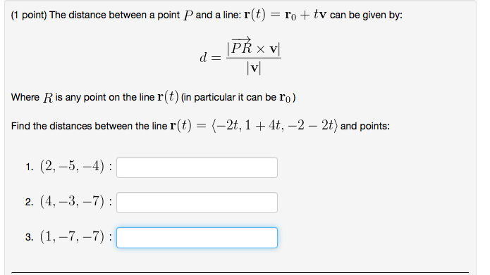 Solved The distance between a point p and a line: r(t) = r_0 | Chegg.com