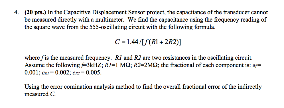 Solved (20 pts.) In the Capacitive Displacement Sensor | Chegg.com