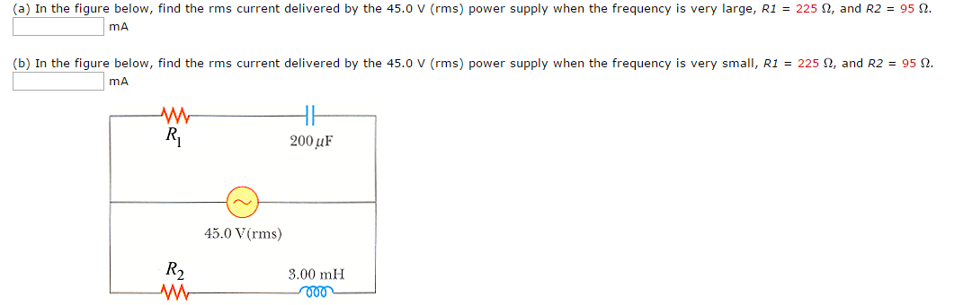 Solved (a)In the figure below, find the rms current | Chegg.com