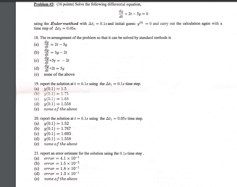 Solved Problem #3: (16 points) Solve the following | Chegg.com