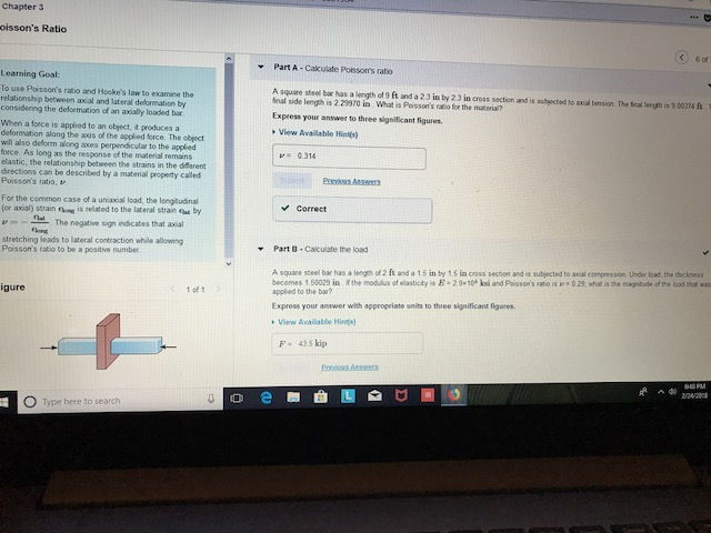 Solved Chapter 3 Poisson's Ratio Part A - Cakulate Posson's | Chegg.com