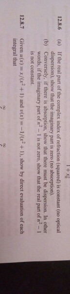Solved If the real part of the complex index of refraction | Chegg.com