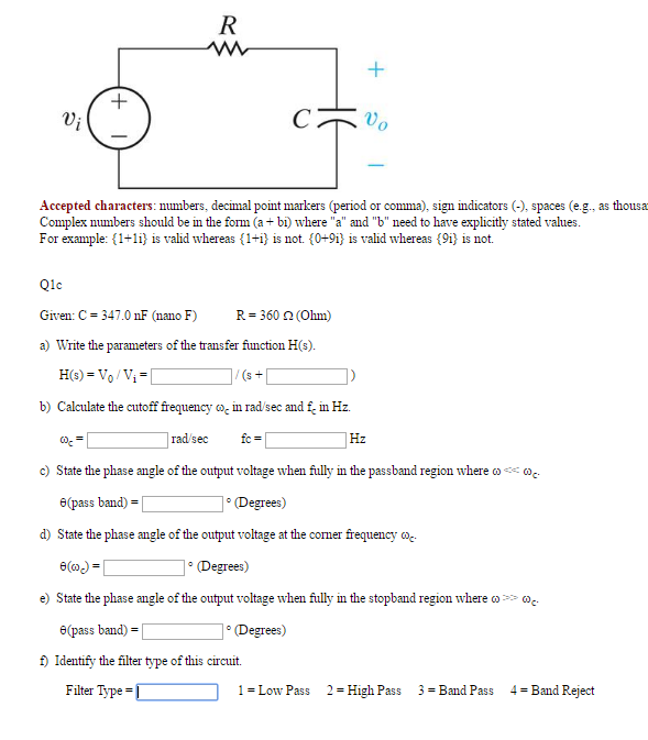 Solved RC Circuit Answer the following problem Write the | Chegg.com