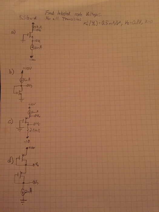 Solved Find labeled node voltages. for all transisted | Chegg.com
