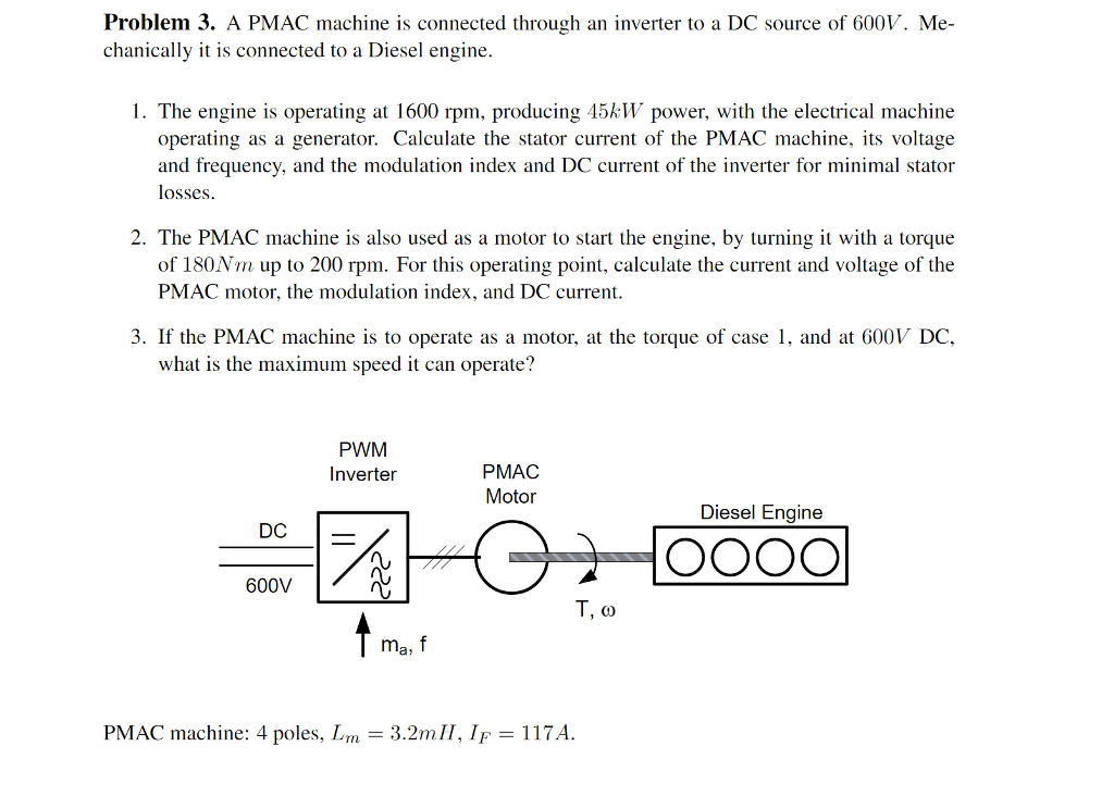 Problem 3. A PMAC machine is connected through an | Chegg.com