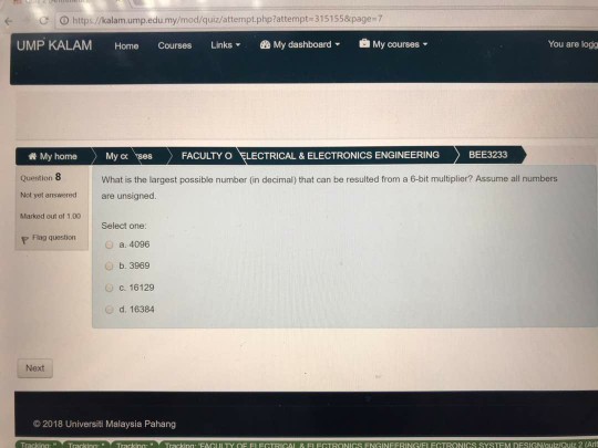 Solved UMP KALEAM Courses LinksMy dashboardMy courses My | Chegg.com