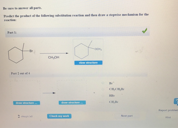 Solved Predict the product of the following substitution | Chegg.com
