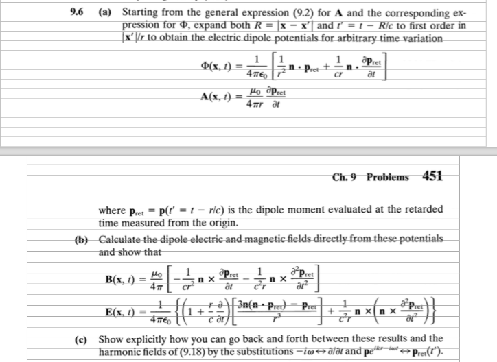 Solved 9.6 (a) Starting from the general expression (9.2) | Chegg.com