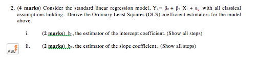 Solved Consider the standard linear regression model, Y_ = | Chegg.com