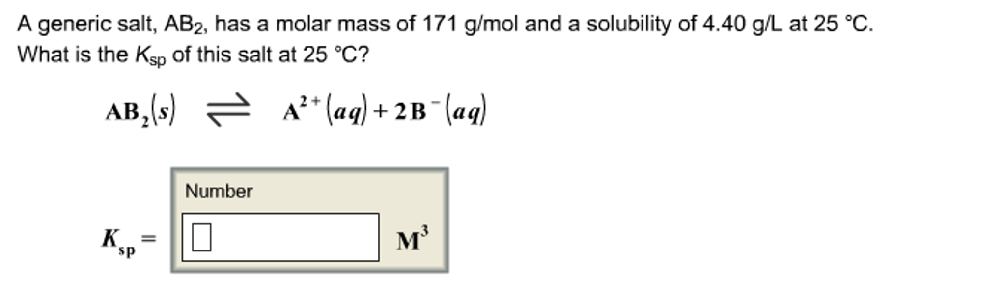 Solved A generic salt, AB_2, has a molar mass of 171 g/mol | Chegg.com