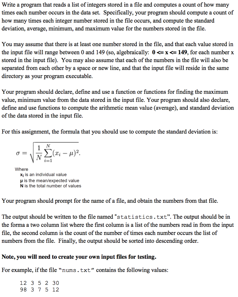 Solved Write a program that reads a list of integers stored | Chegg.com