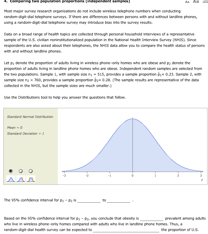 Solved 4. Comparing two population proportions (independent | Chegg.com
