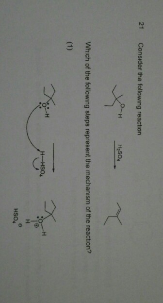 Solved 21 Consider the following reaction H2SO4 Which of the | Chegg.com