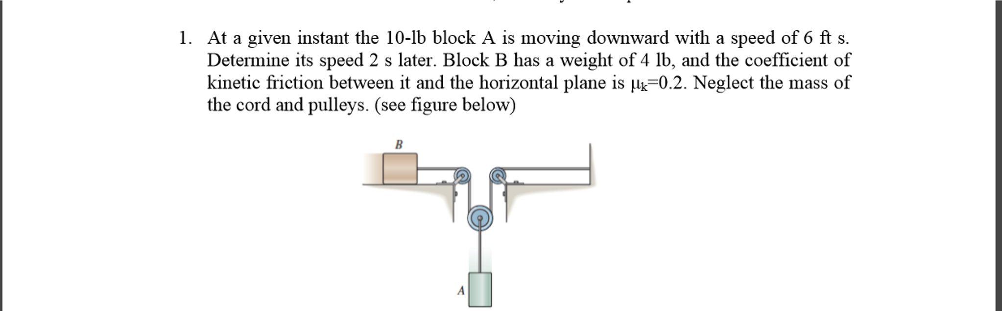 Solved At a given instant the 10-lb block A is moving | Chegg.com