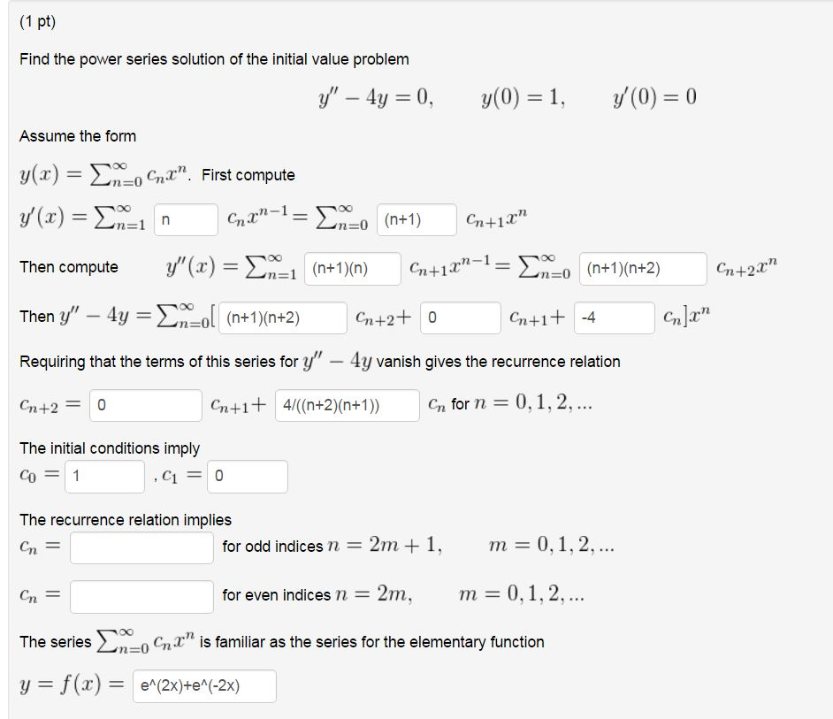Solved Find the power series solution of the initial value | Chegg.com