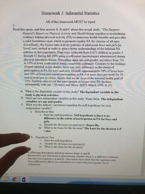 Solved Homework 3: Inferential Statistics All of this | Chegg.com