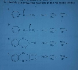 Solved Provide the hydrolysis products in the reactions | Chegg.com
