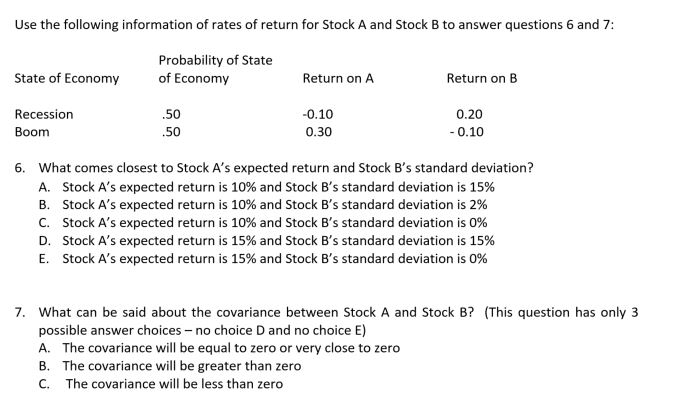 Solved Use the following information of rates of return for | Chegg.com