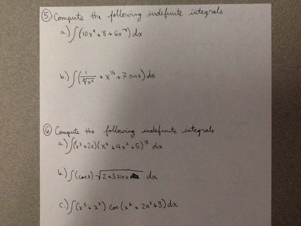 Solved Compute the following definite integrals Compute the | Chegg.com