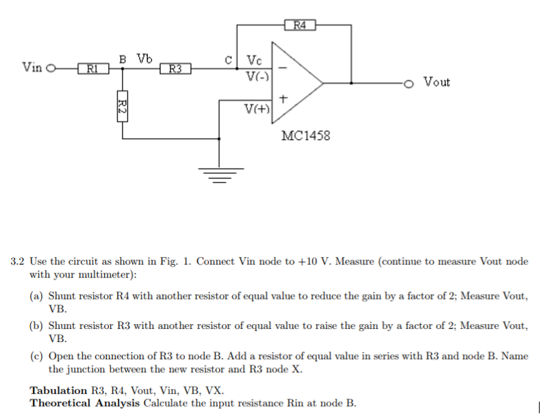 Solved Vin MC1458 3.2 Use the circuit as shown in Fig. 1. | Chegg.com