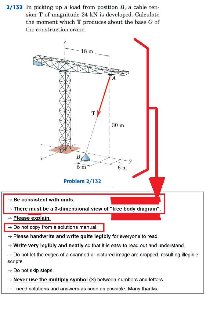 Solved 2/132 In picking up a load from position B, a cable | Chegg.com