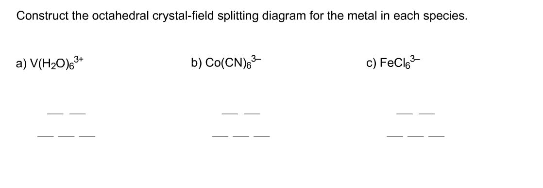 Solved Construct the octahedral crystal-field splitting | Chegg.com