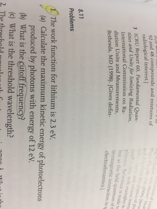 Solved The work function for lithium is 2.3 eV. Calculate | Chegg.com