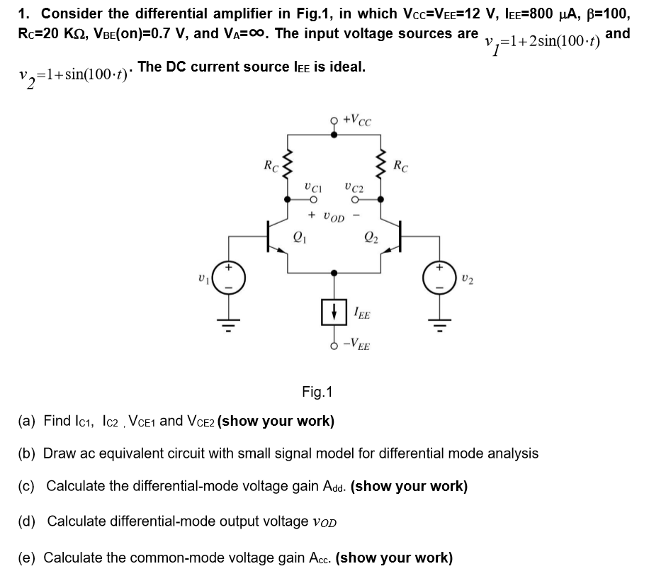 Ac equivalent circuit differential amplifier analysis