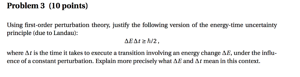 Solved Problem 3 10 Points Using First Order Perturbation