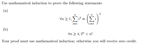 Solved Use mathematical induction to prove the following | Chegg.com