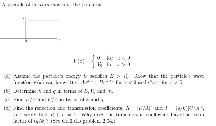 Solved A particle of mass m moves in the potential V(x) = | Chegg.com