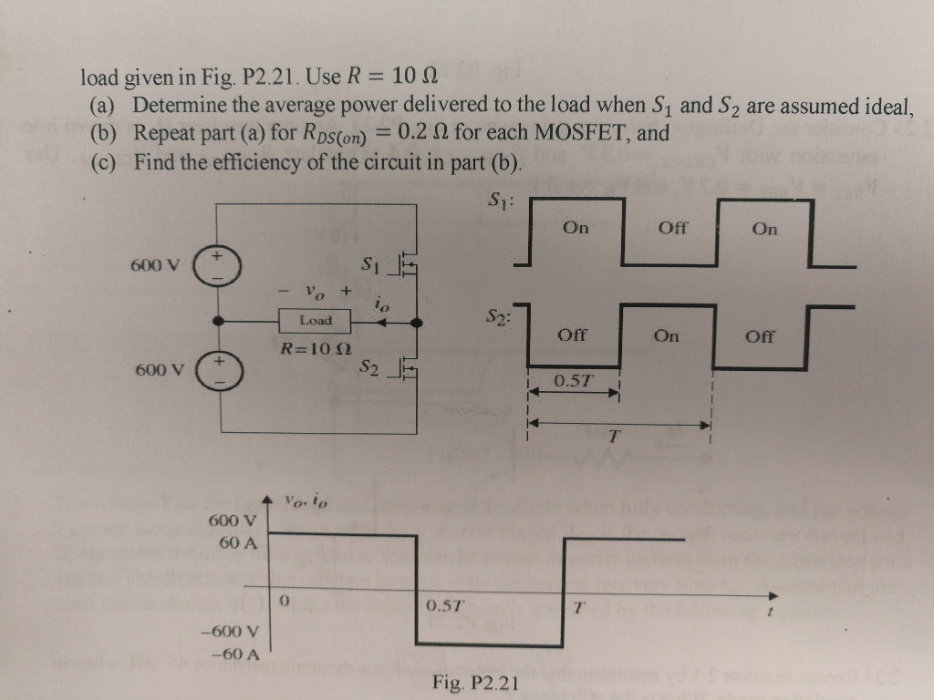 Solved 2.21 Consider the half-bridge inverter circuits with | Chegg.com