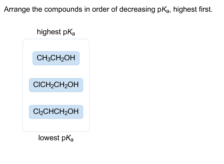 Solved Arrange the compounds in order of decreasing pka, | Chegg.com