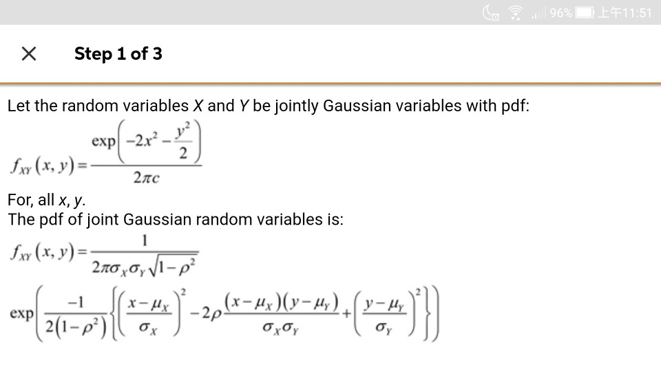 Solved Co 96% )上午11:51 .: X Step 1 of 3 Let the random | Chegg.com