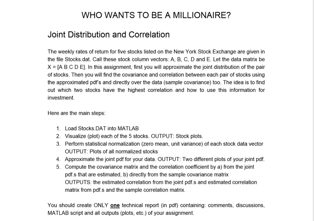 Solved WHO WANTS TO BE A MILLIONAIRE? Joint Distribution and | Chegg.com