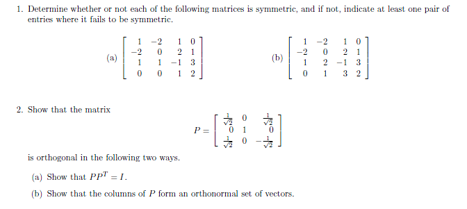 Solved Determine whether or not each of the following | Chegg.com