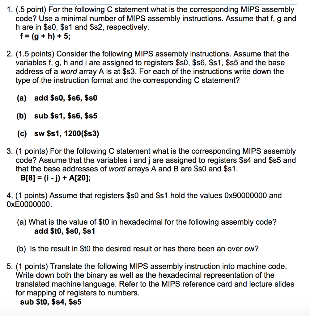 Solved 1 5 Point For The Following C Statement What Is 