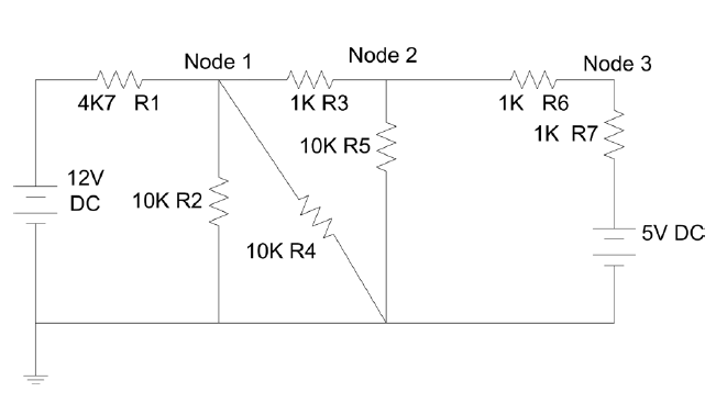 Solved Calculate the theoretical voltage at each node of the | Chegg.com